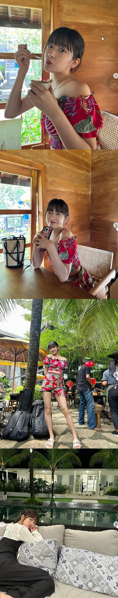 안유진, 사랑스러운 미소에 쭉 뻗은 각선미 [M+★SNS]